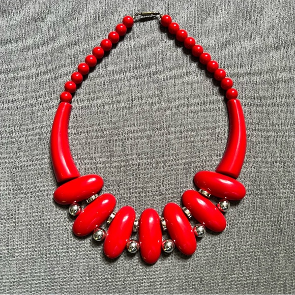 Jewelry | Vintage 8s Red Beaded Statement Necklace | Poshmark